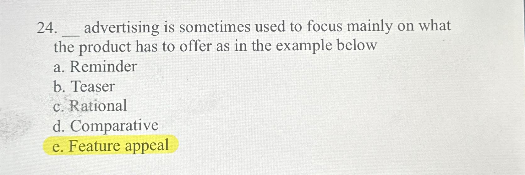 Solved advertising is sometimes used to focus mainly on what | Chegg.com