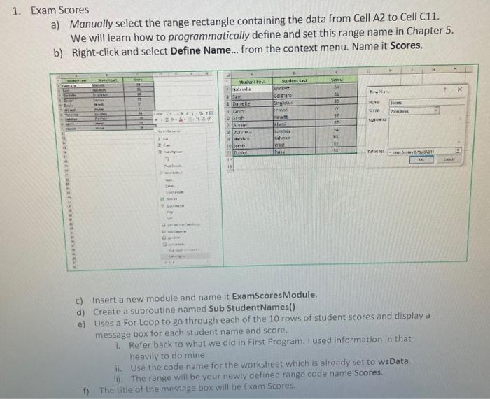 Solved 17Exam Scores a) Manually select the range rectangle | Chegg.com