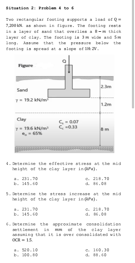 Solved Situation 2: Problem 4 to 6 Two rectangular footing | Chegg.com