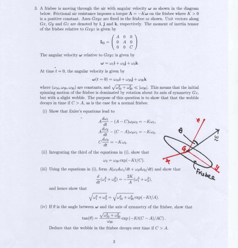 Solved A frisbee is moving through the air with angular | Chegg.com