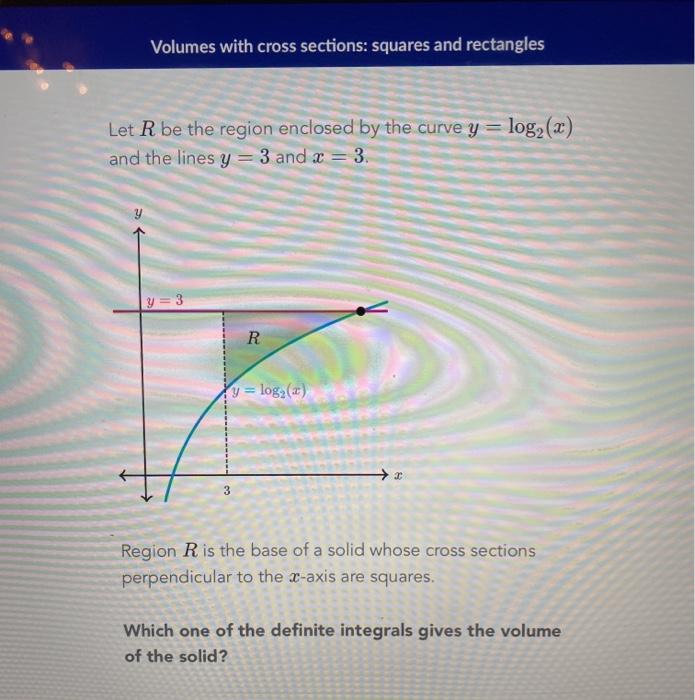 Solved Volumes with cross sections: squares and rectangles | Chegg.com