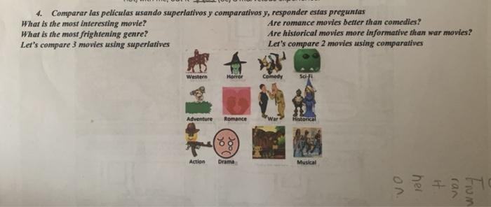 4. Comparar las peliculas usando superlativos y | Chegg.com