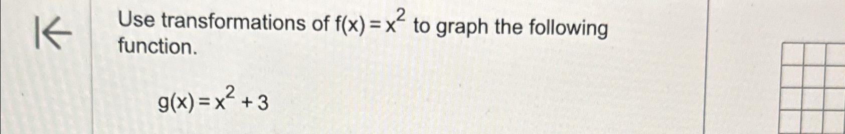Solved Use transformations of f(x)=x2 ﻿to graph the | Chegg.com