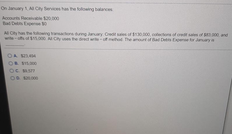 Solved On January 1, All City Services has the following | Chegg.com