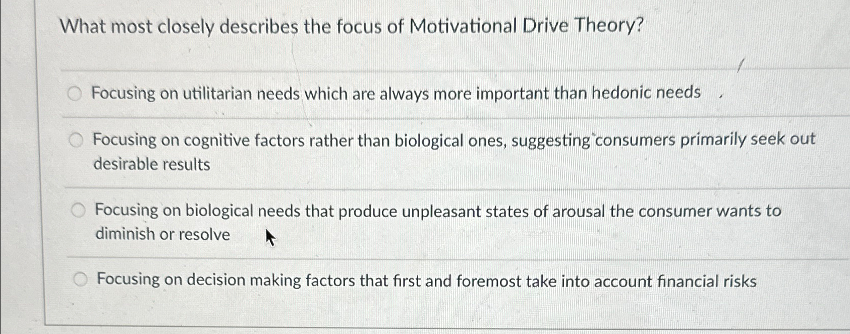 Solved What most closely describes the focus of Motivational | Chegg.com