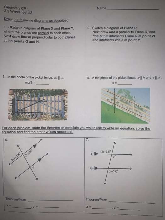 Solved Geometry CP 3.2 Worksheet #2 Name Draw the following | Chegg.com