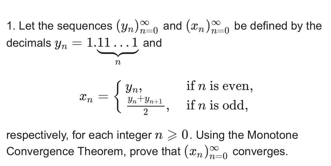Solved Let the sequences (yn)n=0∞ ﻿and (xn)n=0∞ ﻿be defined | Chegg.com