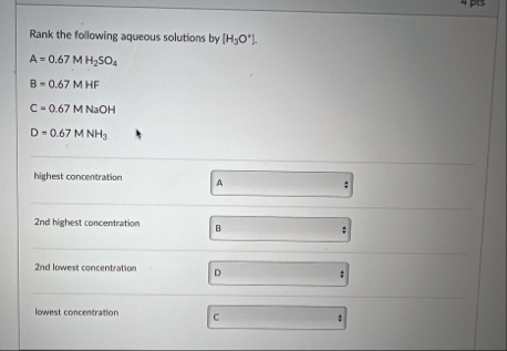 Solved Question 3Rank the following pH values by | Chegg.com