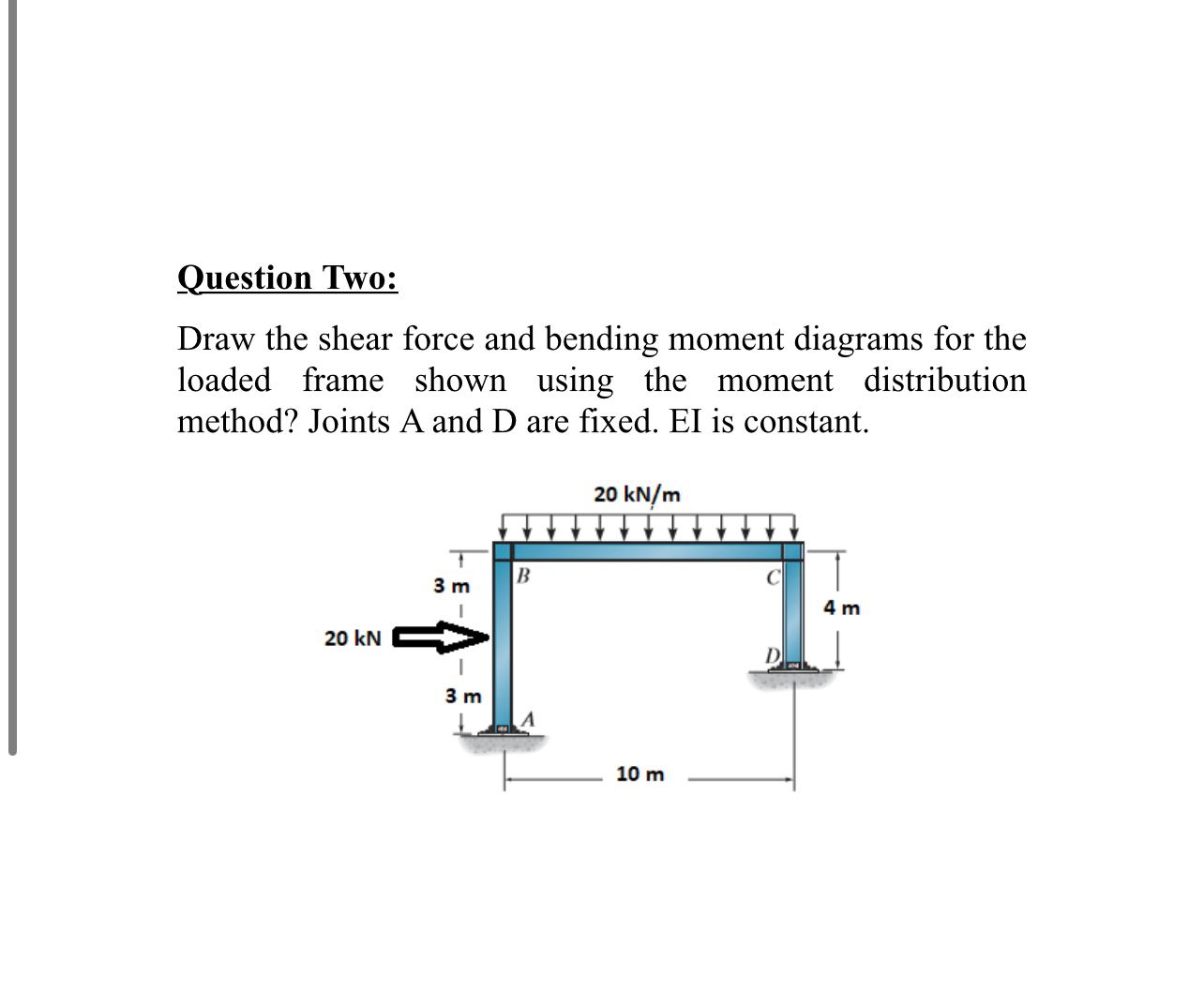Solved Question Two: Draw the shear force and bending moment | Chegg.com