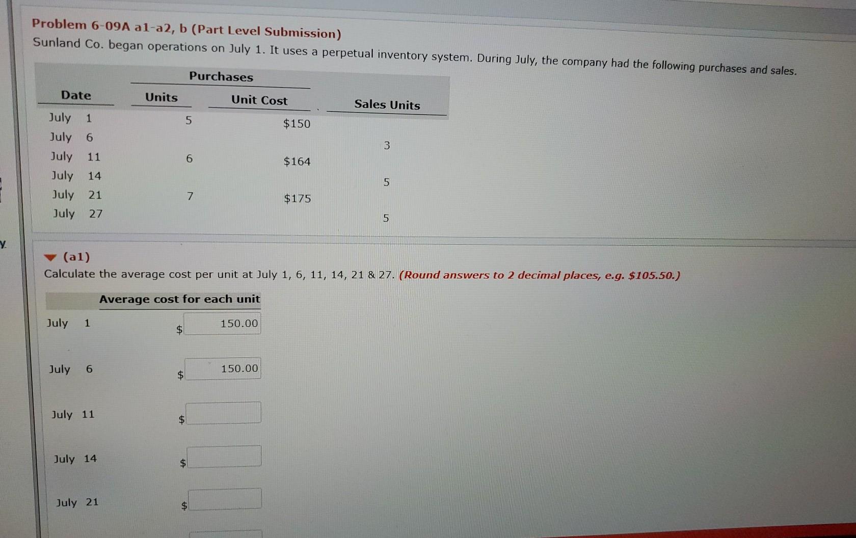 Solved Problem 6-09A al-a2, b (Part Level Submission) | Chegg.com