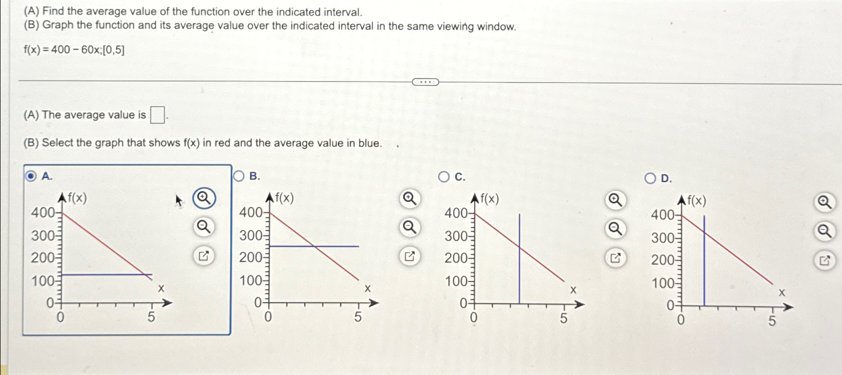 Solved (A) ﻿Find the average value of the function over the | Chegg.com