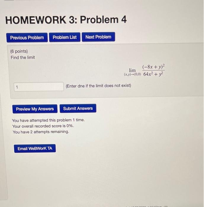 Solved (6 points) Find the limit | Chegg.com