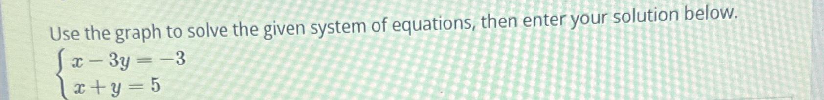 Solved Use the graph to solve the given system of equations, | Chegg.com