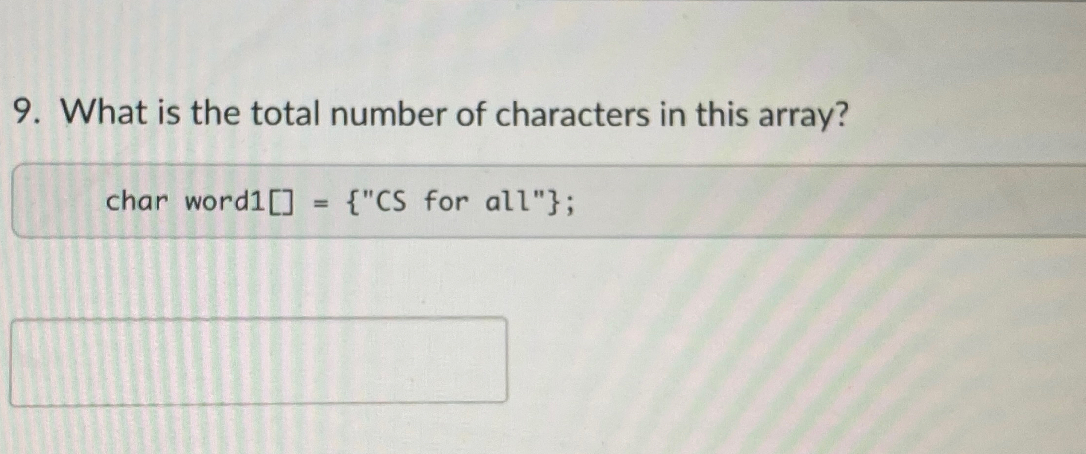 Solved What is the total number of characters in this | Chegg.com