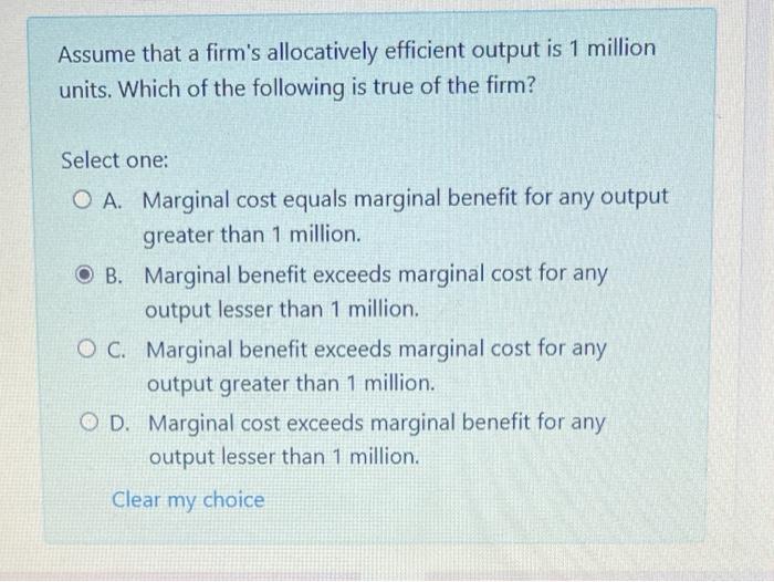 Solved Assume that a firm's allocatively efficient output is | Chegg.com