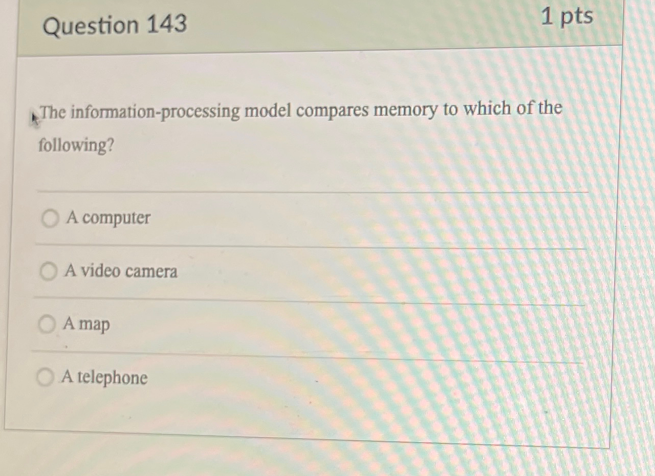 Solved Question 1431 ﻿ptsThe information-processing model | Chegg.com