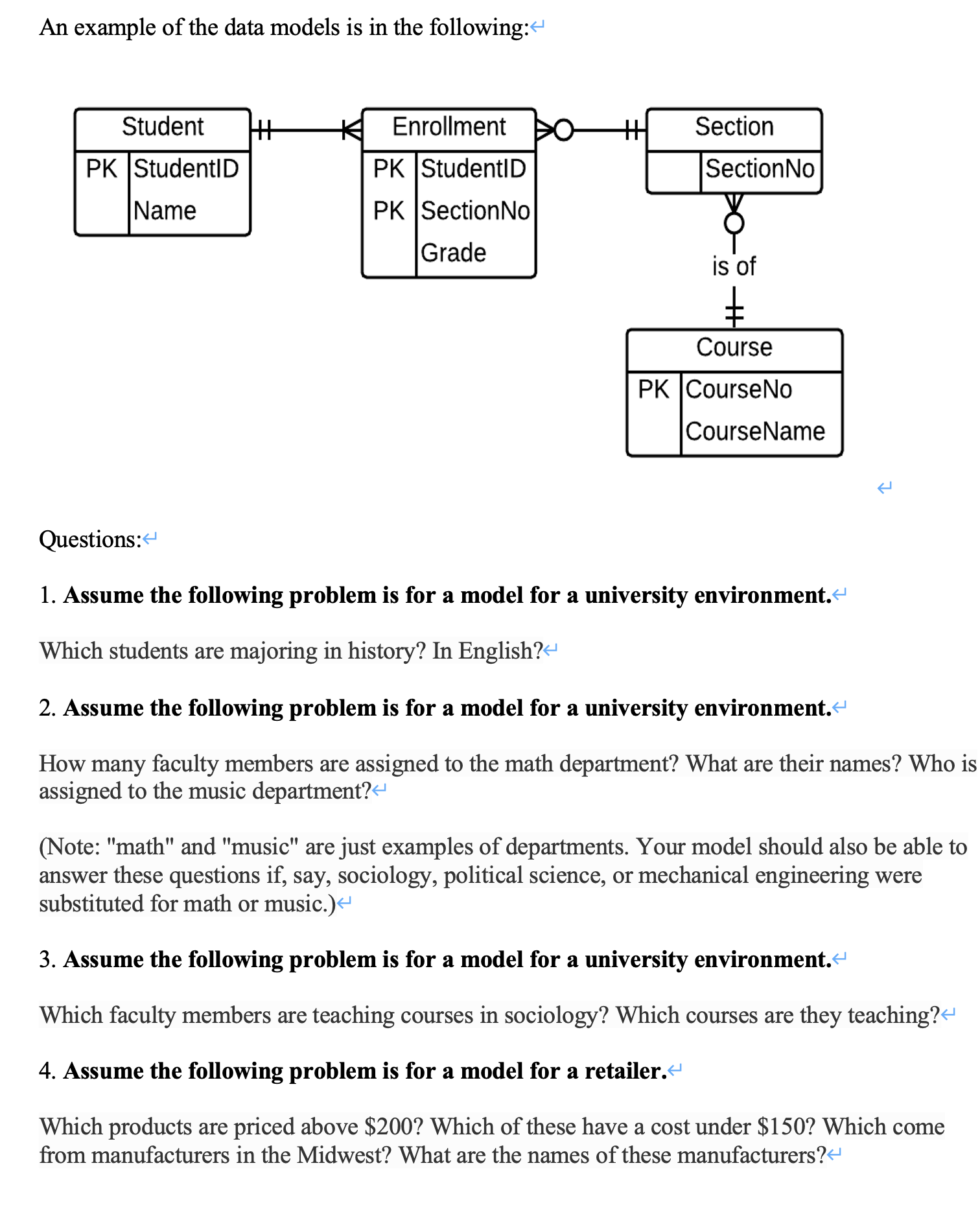 Solved Create Data Models，Please tell me the relationship | Chegg.com