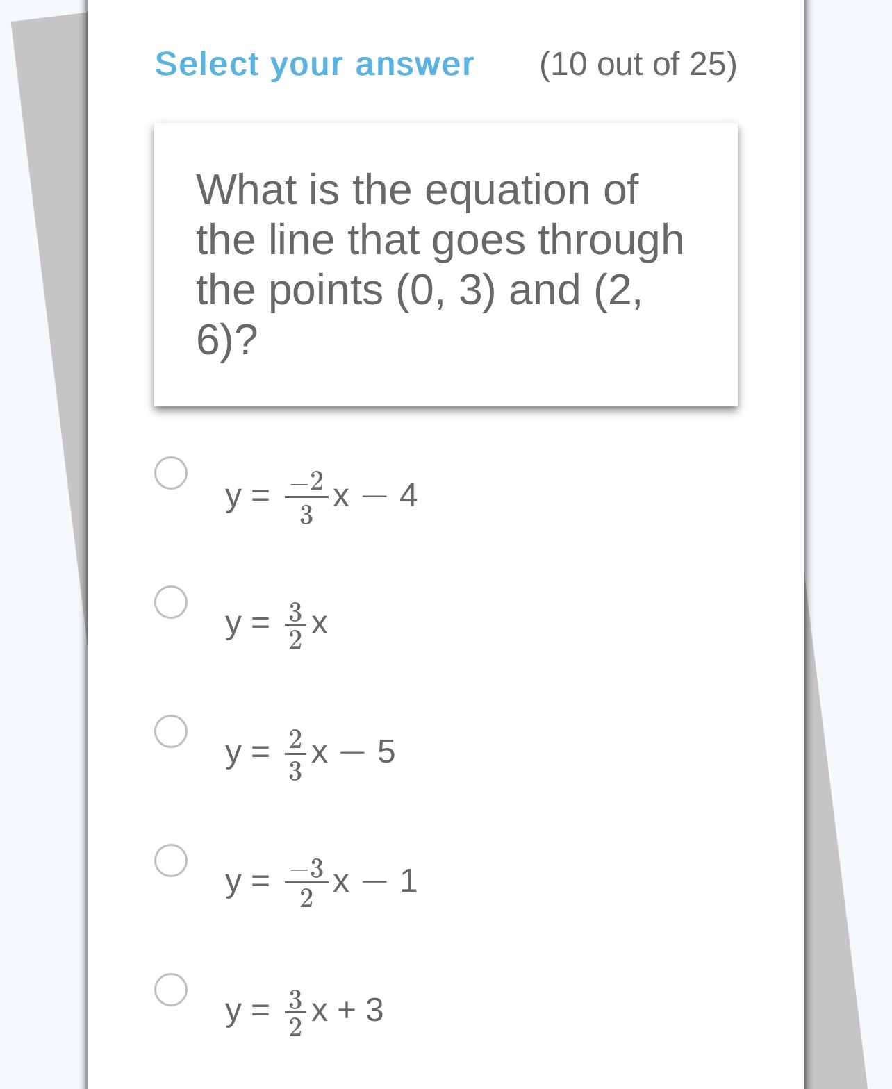 Solved Select your answer(10 ﻿out of 25)What is the equation | Chegg.com