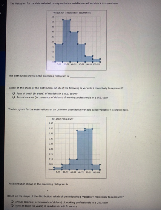 Solved The histogram for the data collected on a | Chegg.com