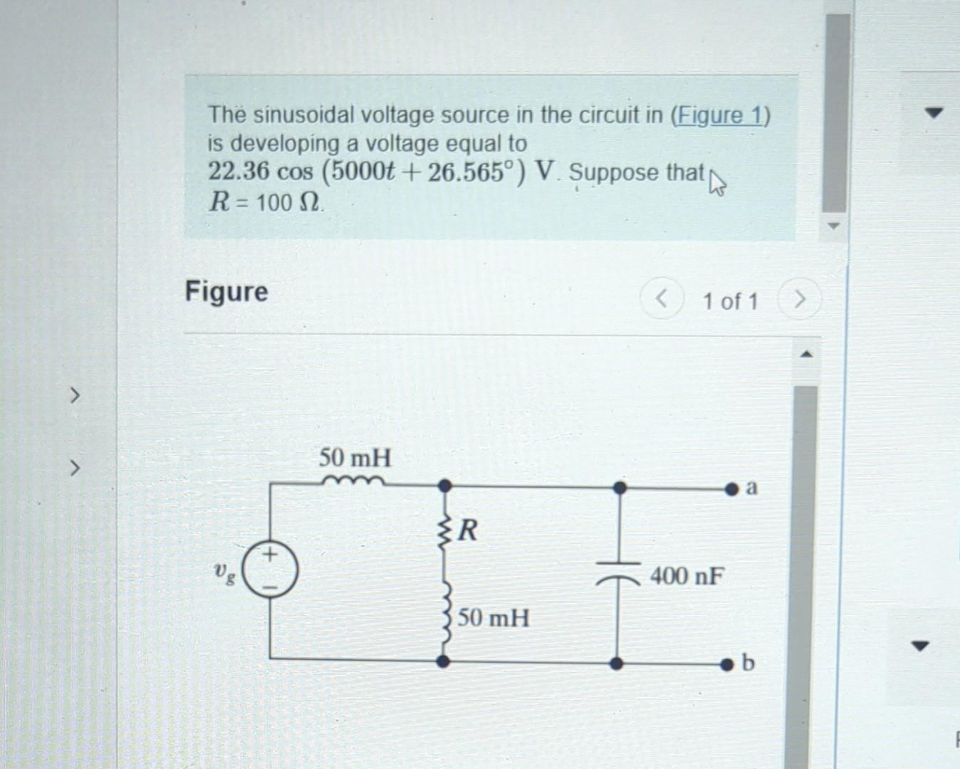 Solved The sinusoidal voltage source in the circuit in | Chegg.com