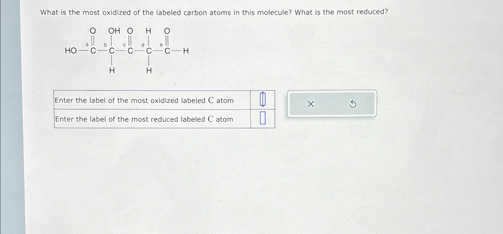 Solved What is the most oxidized of the labeled carbon atoms | Chegg.com