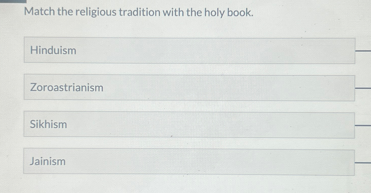 Solved Match the religious tradition with the holy | Chegg.com
