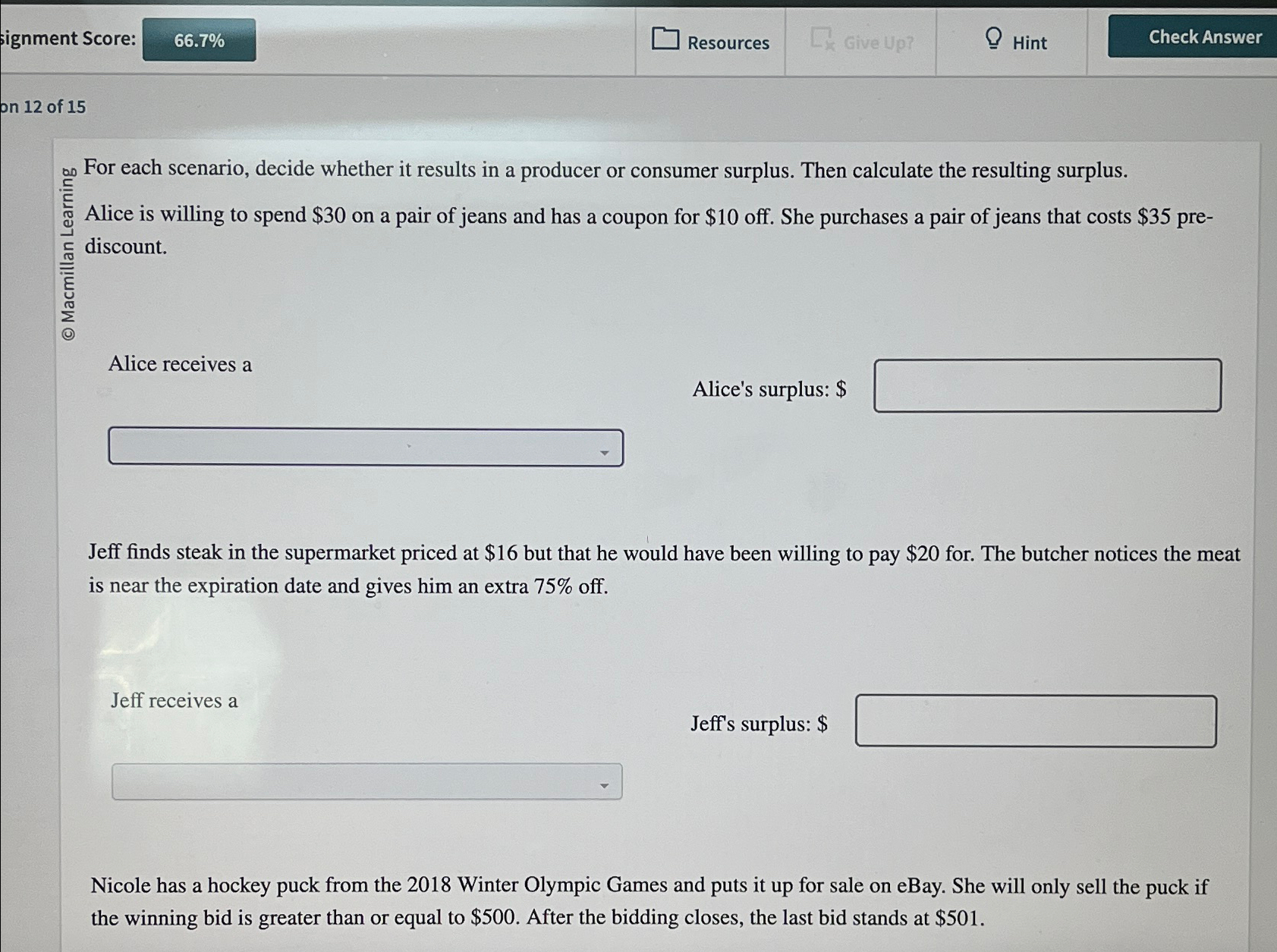 Solved jignment Score:ResourcesGive up?HintFor each | Chegg.com