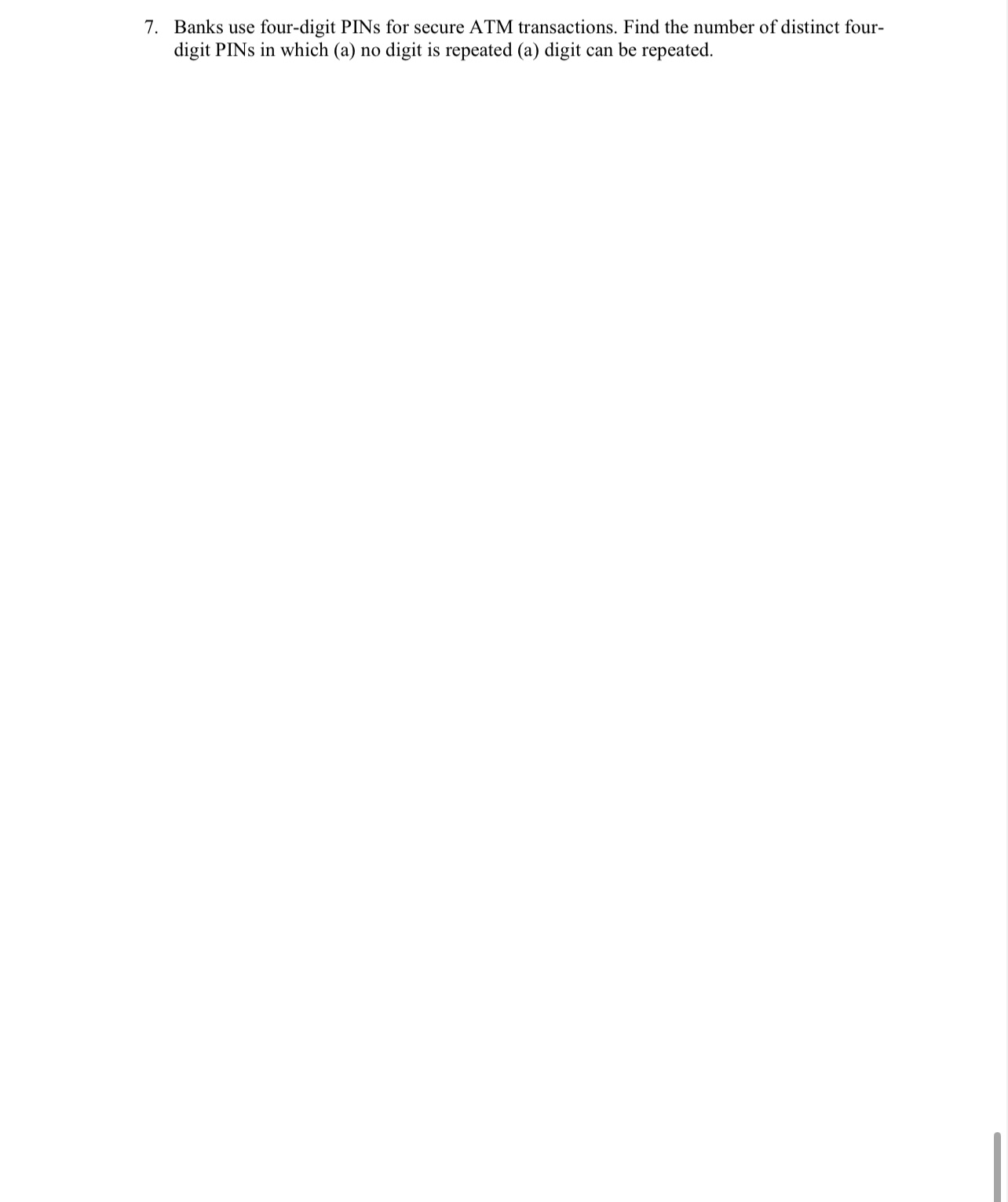 Solved Banks use four-digit PINs for secure ATM | Chegg.com