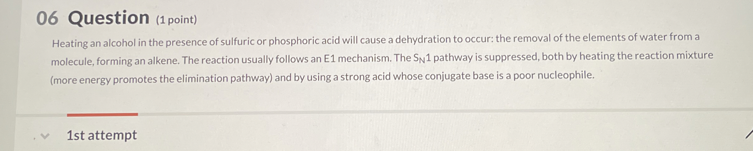Solved 06 ﻿Question (1point)Heating an alcohol in the | Chegg.com