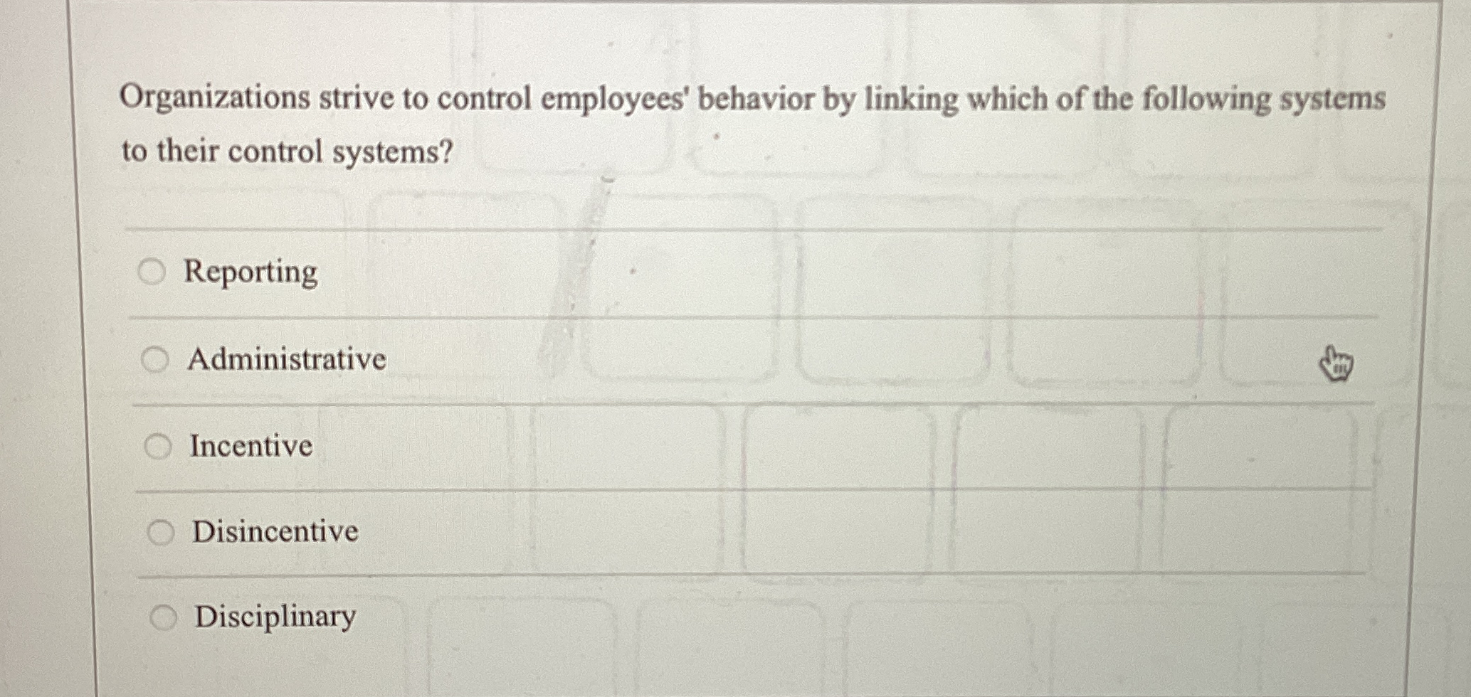 Solved Organizations strive to control employees' behavior | Chegg.com