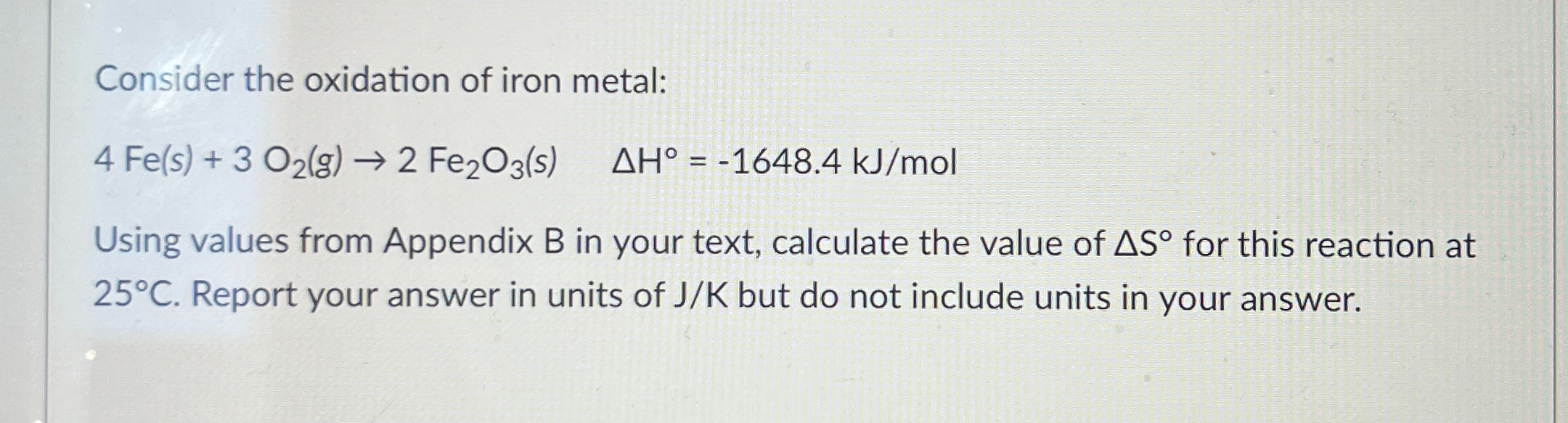 Solved Consider the oxidation of iron | Chegg.com