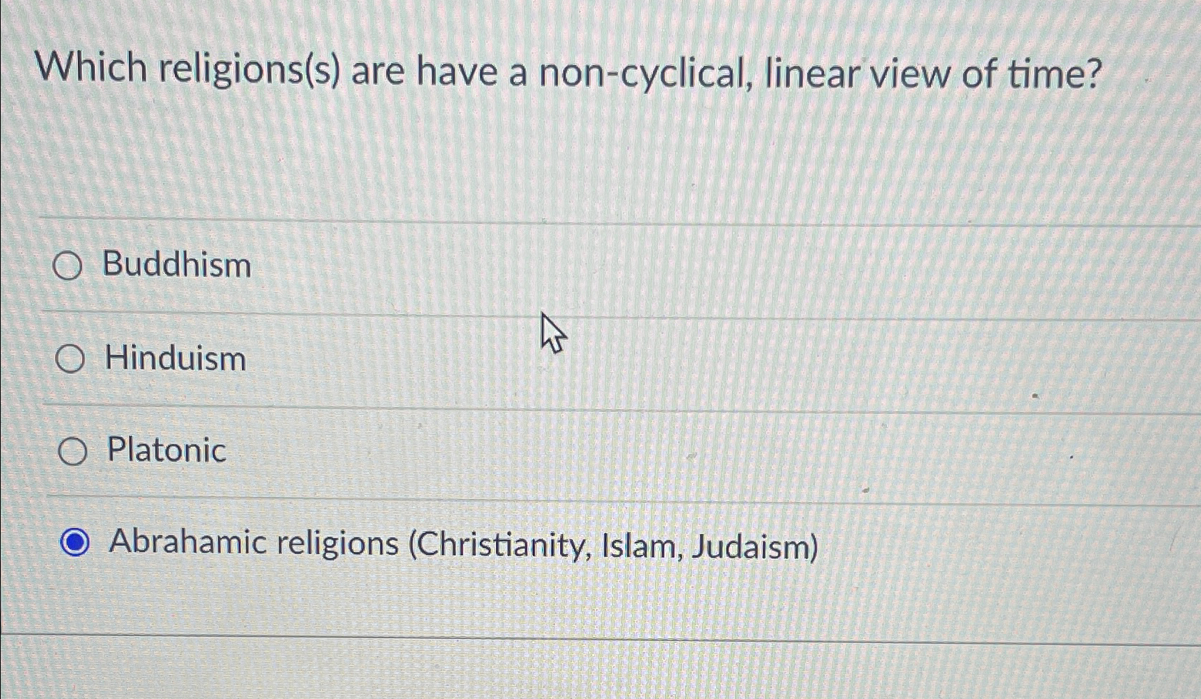 Solved Which religions(s) ﻿are have a non-cyclical, linear | Chegg.com