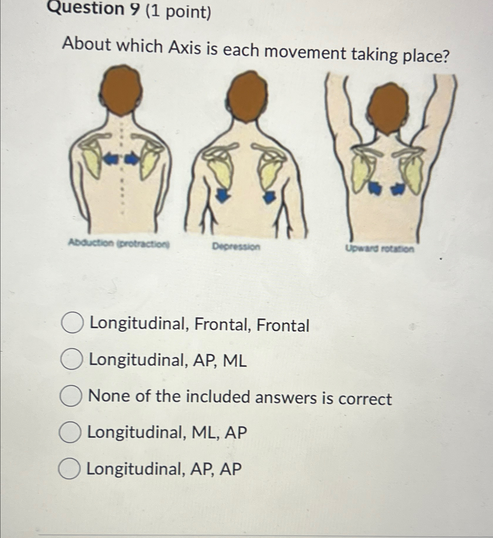 Solved Question 9 (1 ﻿point)About which Axis is each | Chegg.com