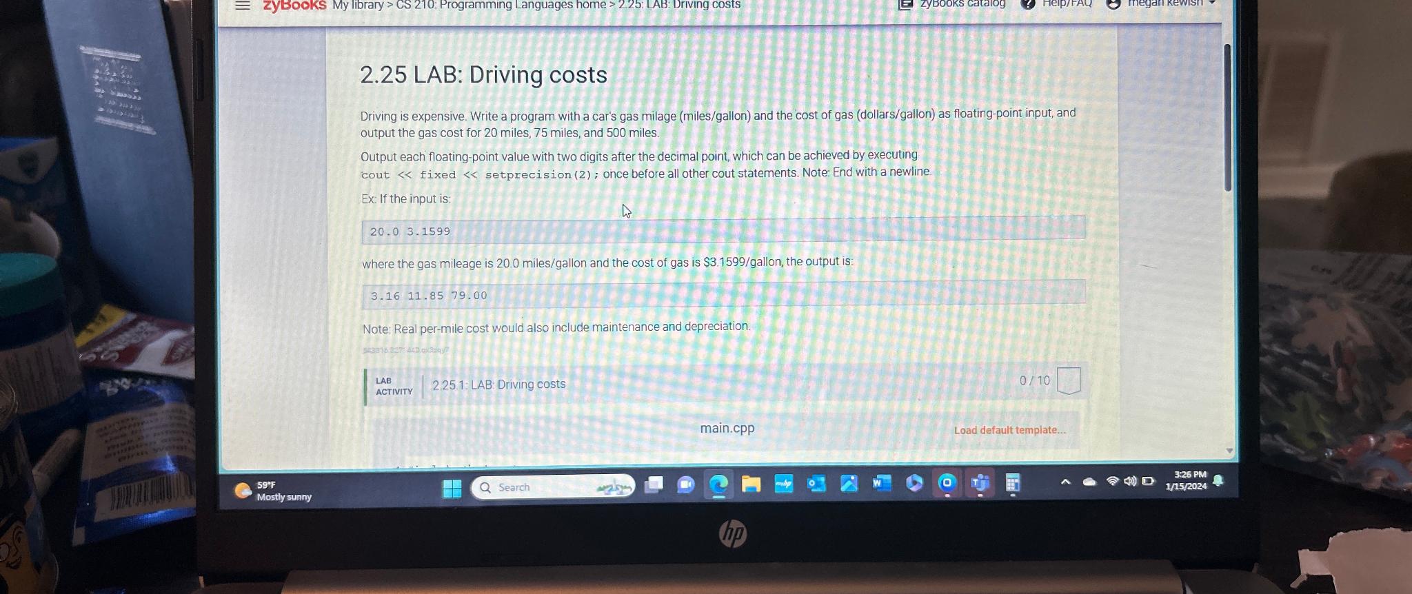 Solved 2.25 ﻿LAB: Driving costsDriving is expensive. Write a | Chegg.com