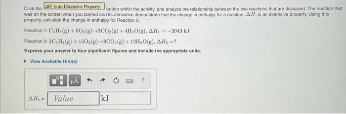Solved Click the AH is an Extensive Property button within | Chegg.com