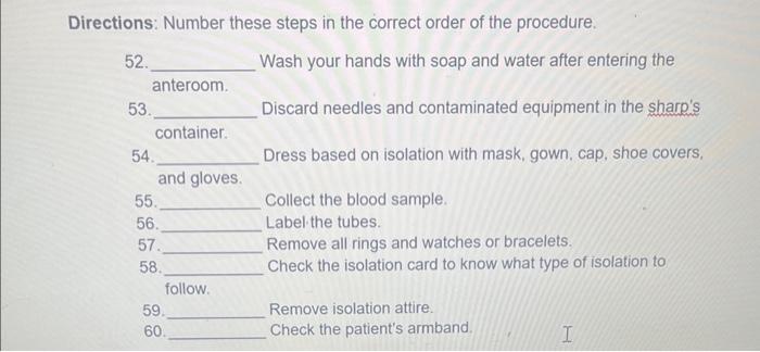 Solved Directions: Number these steps in the correct order | Chegg.com