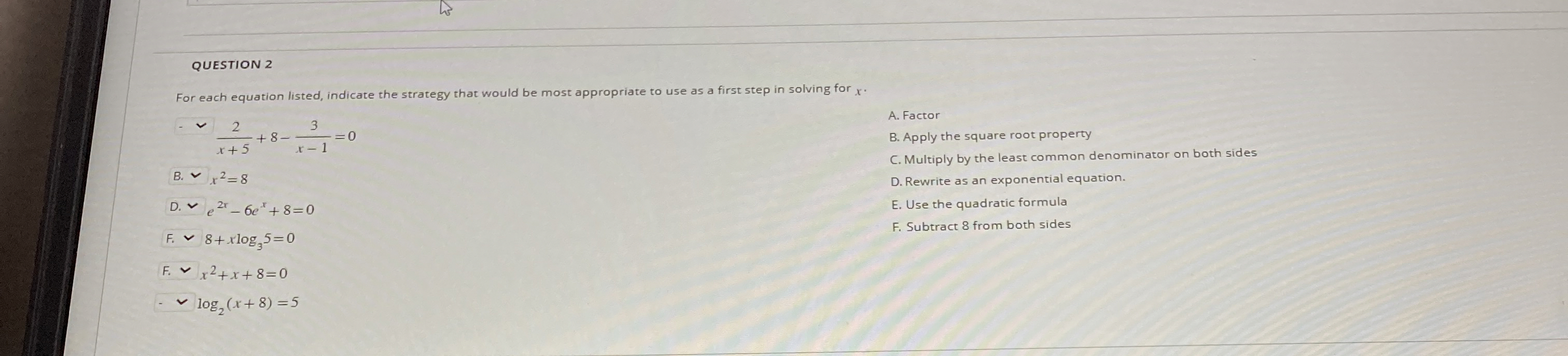 Solved QUESTION 2For each equation listed, indicate the | Chegg.com
