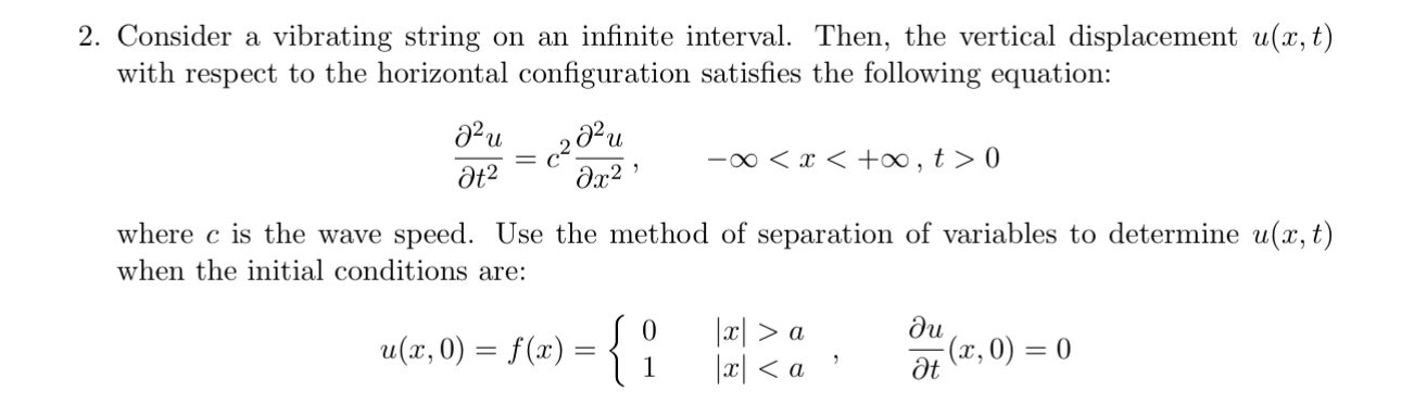 Solved Consider a vibrating string on an infinite interval. | Chegg.com