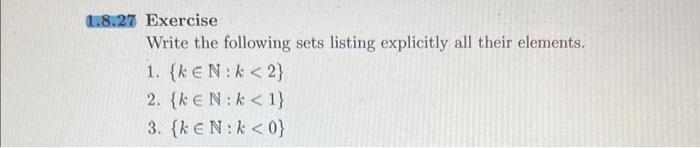 Solved 27 Exercise Write the following sets listing | Chegg.com