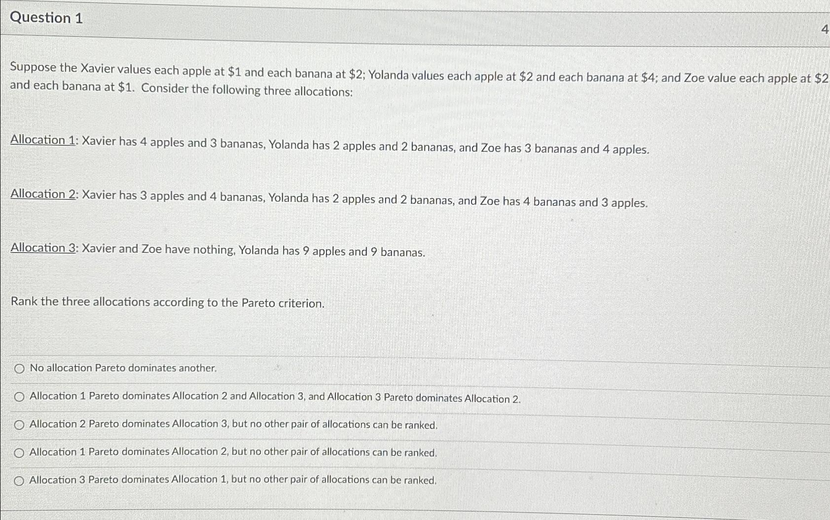 Solved Question 1Suppose the Xavier values each apple at $1 | Chegg.com