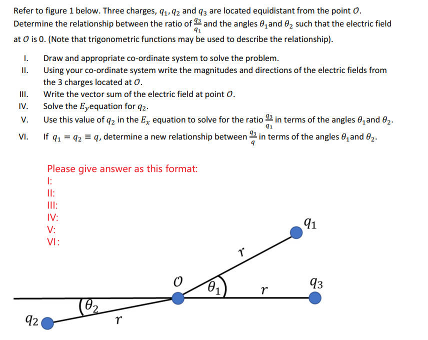 Solved Refer to figure 1 ﻿below. Three charges, q1,q2 ﻿and | Chegg.com
