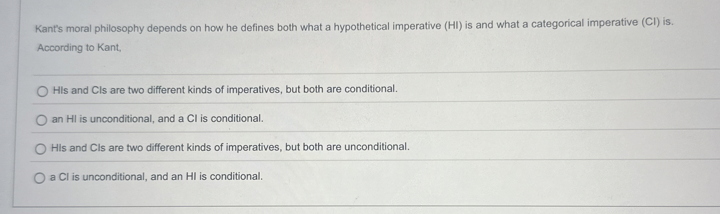 Solved Kant's moral philosophy depends on how he defines | Chegg.com