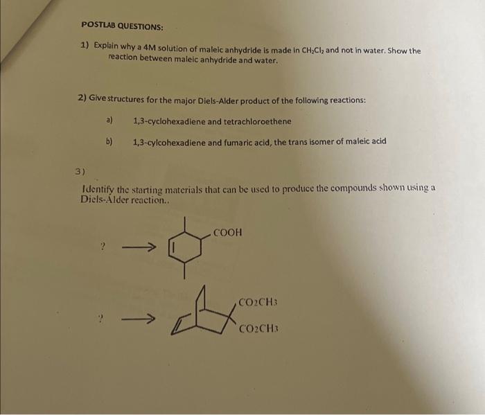 Solved 1) Explain why a 4M solution of maleic anhydride is | Chegg.com