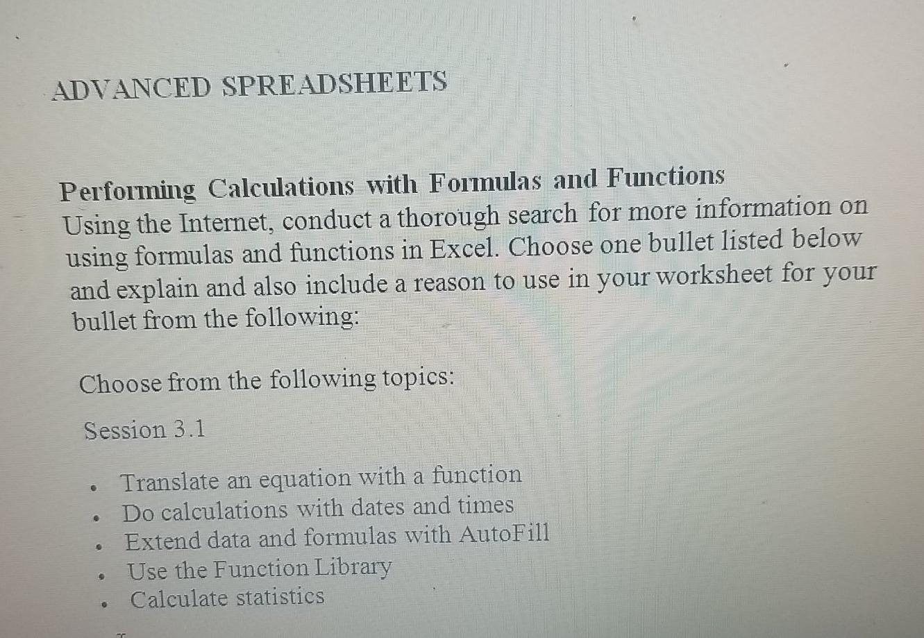Solved ADVANCED SPREADSHEETS Performing Calculations with | Chegg.com