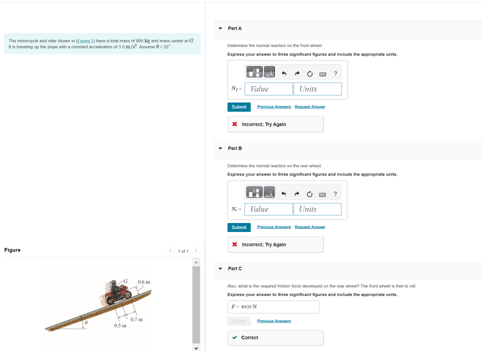 Solved The motorcycle and rider shown in (Figure 1) ﻿have a | Chegg.com