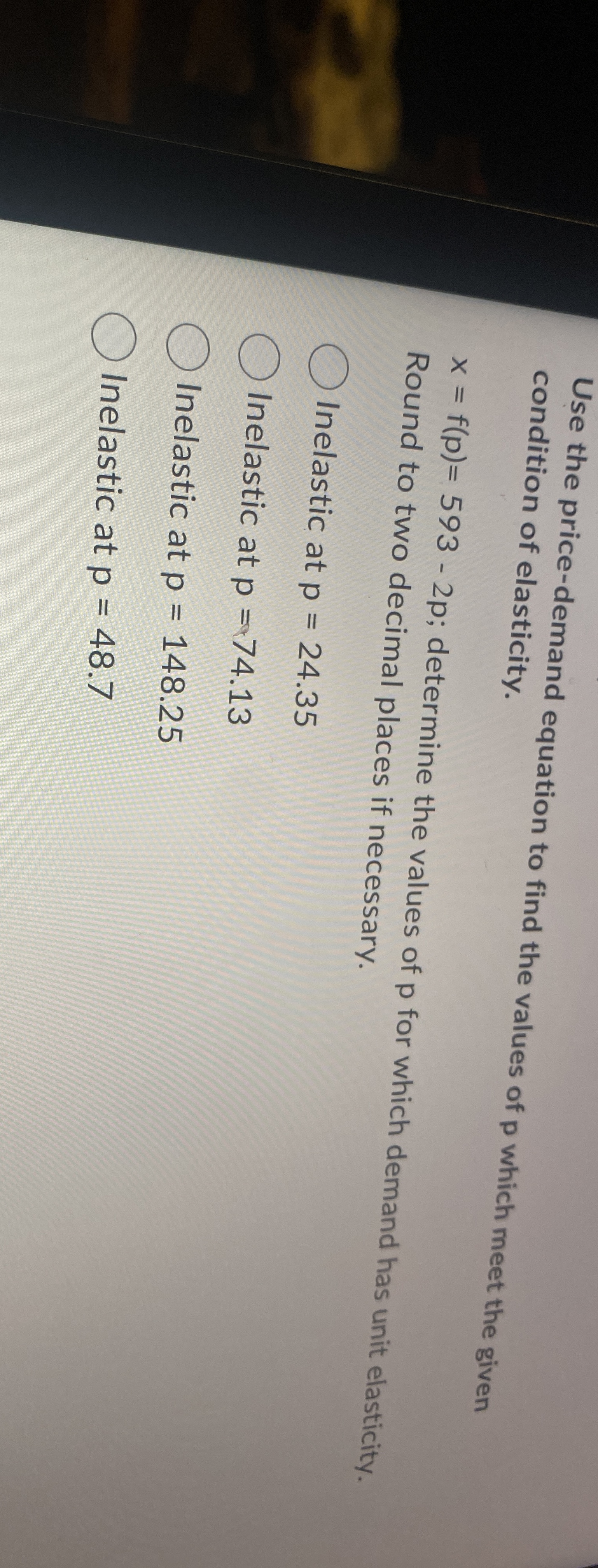 Solved Use the price-demand equation to find the values of p | Chegg.com