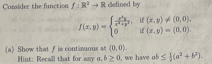 Solved Consider the function f: R^2-›R defined | Chegg.com