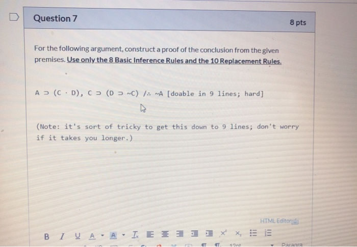 Solved Question 5 For the following argument, construct a | Chegg.com