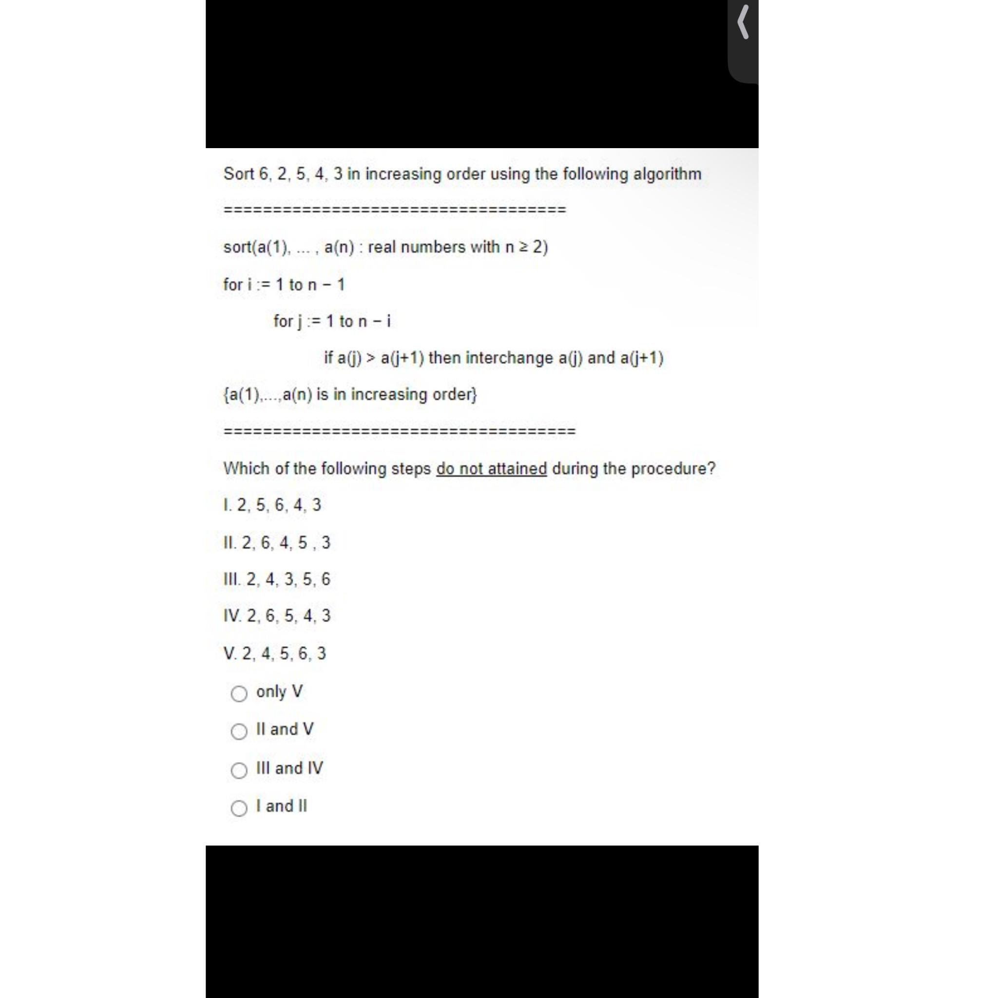 Solved Sort 6, 2, 5, 4, 3 ﻿in increasing order using the | Chegg.com