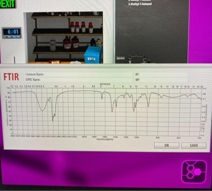 Solved EXIT 2-Methyl-1-butanol 6:01 10 Spectra FTIR Common | Chegg.com